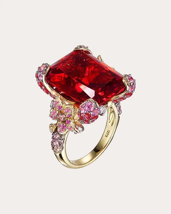 ANABELA CHAN Diamond & Ruby Cinderella Ring - Red