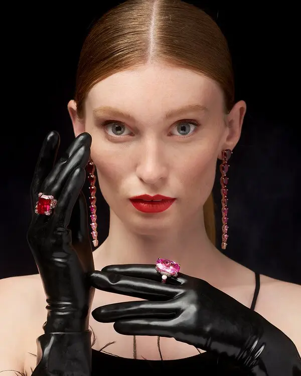 ANABELA CHAN Diamond & Ruby Cinderella Ring - Red