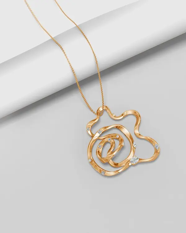 Natori Diamond And 14k Sakura Pendant Necklace