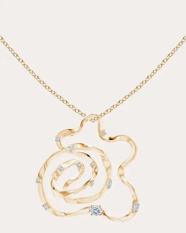 Natori Diamond And 14k Sakura Pendant Necklace