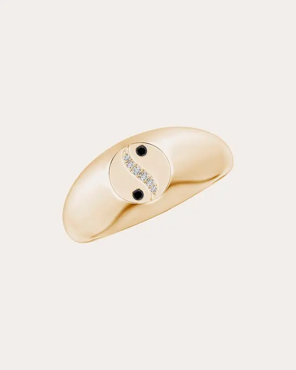 Natori Shangri-la 14k Diamond Yin-yang Signet Ring - Gold