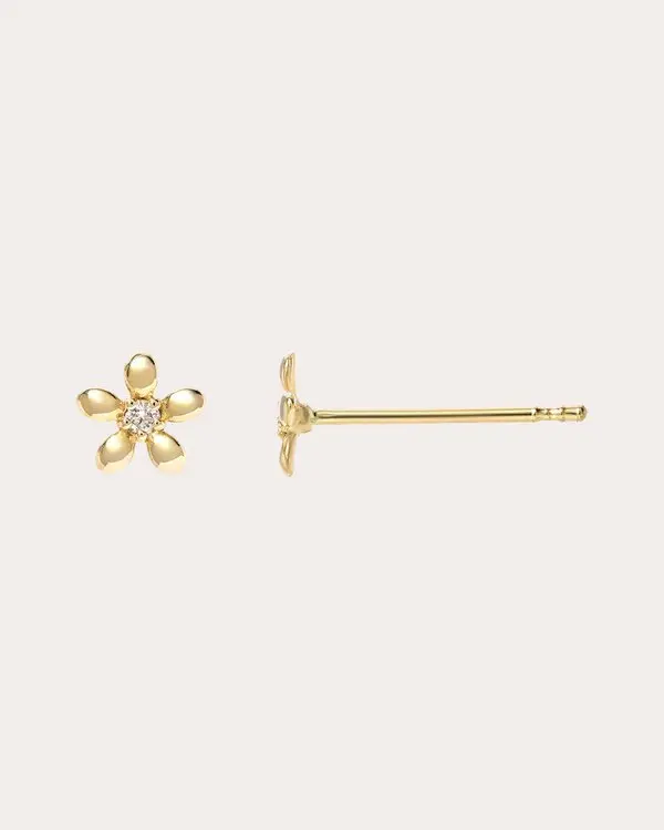 ZOE LEV Flower 14k Diamond Stud Earrings - Gold