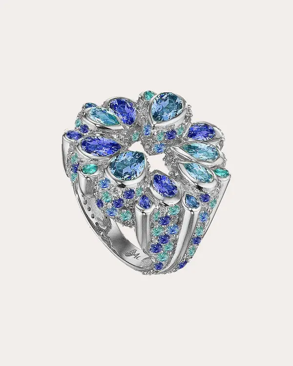 ANABELA CHAN Diamond & Aquamarine Pavé Panettone Ring - Blue