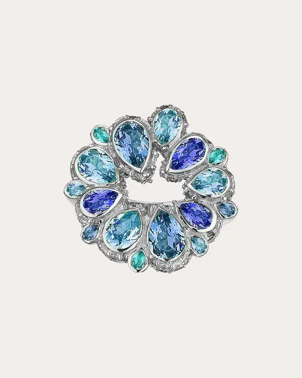 ANABELA CHAN Diamond & Aquamarine Pavé Panettone Ring - Blue