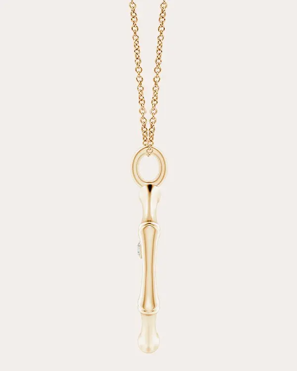 Natori Diamond And 14k Yellow Bamboo Cross Hexagon Pendant Necklace