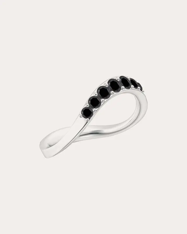 Natori Shangri-la 14k Gold Black Diamond Ring - Silver