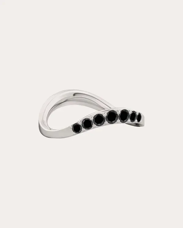 Natori Black Diamond & 14k White Gold Shangri-la Ring