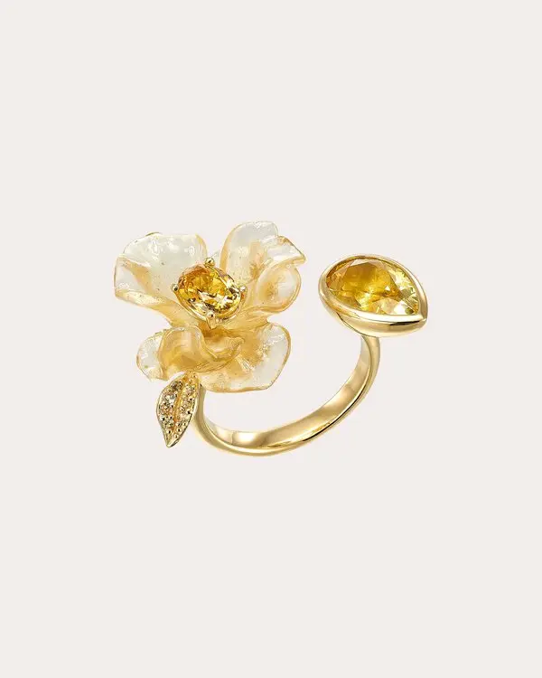 ANABELA CHAN Sapphire & Spinach Fruit Gem Petunia Ring - Yellow
