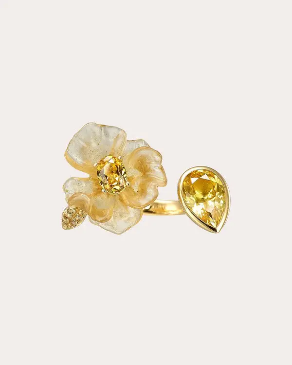 ANABELA CHAN Sapphire & Spinach Fruit Gem Petunia Ring - Yellow