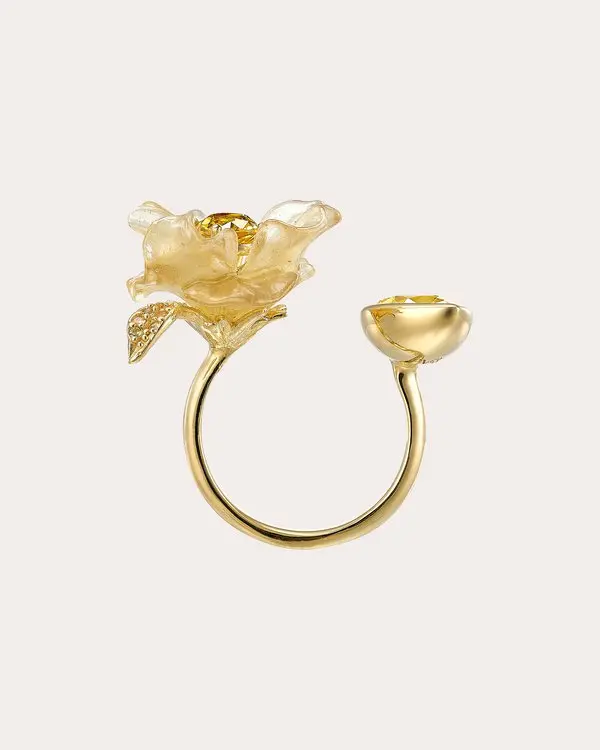 ANABELA CHAN Sapphire & Spinach Fruit Gem Petunia Ring - Yellow
