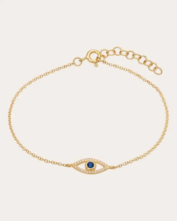 ZOE LEV 14k Diamond And Sapphire Evil Eye Charm Bracelet - Gold