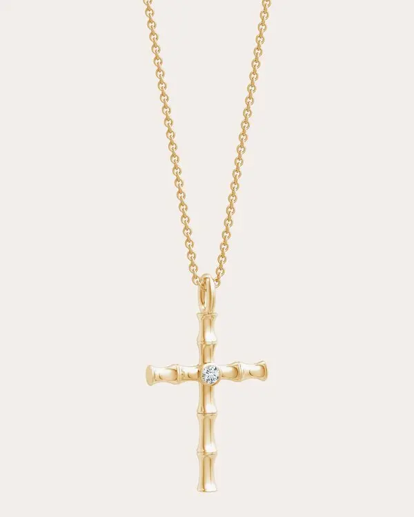 Natori 14k Diamond Cross Pendant Necklace - Gold
