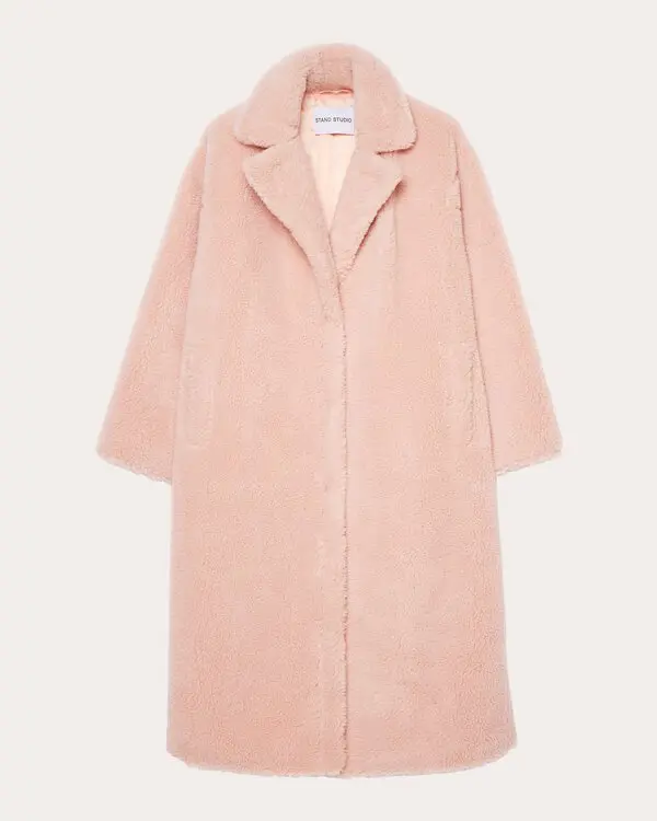 STAND STUDIO Maria Faux Shearling Coat - Pink