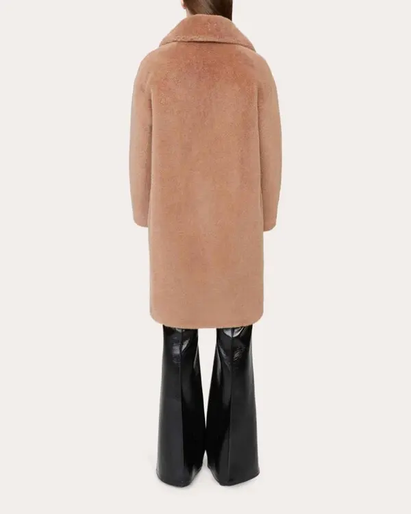 STAND STUDIO Camille Faux Fur Cocoon Coat - Brown
