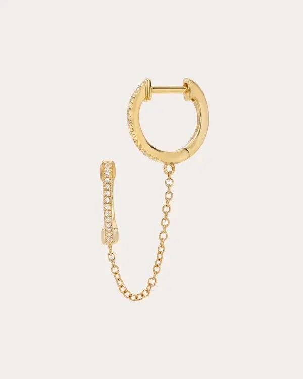 ZOE LEV Diamond And 14k Double Hoop Chain Earring - Gold