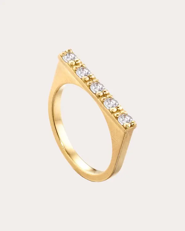 ELIZABETH MOORE Circle Of 5ths 18k Diamond Bar Ring - Gold