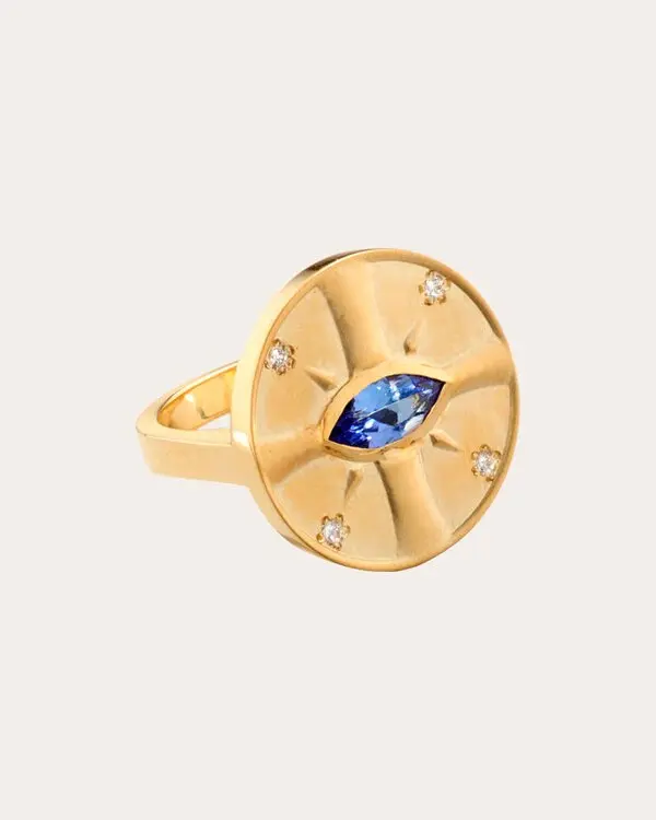 ELIZABETH MOORE Tanzanite & Diamond Eye Of The Sun Ring - Gold