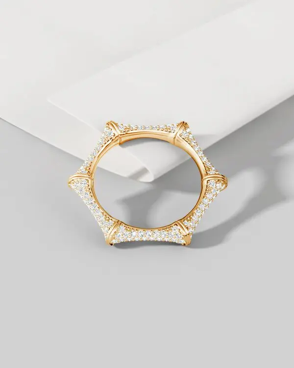 Natori Diamond & 14k Indochine Bamboo Pavé Ring