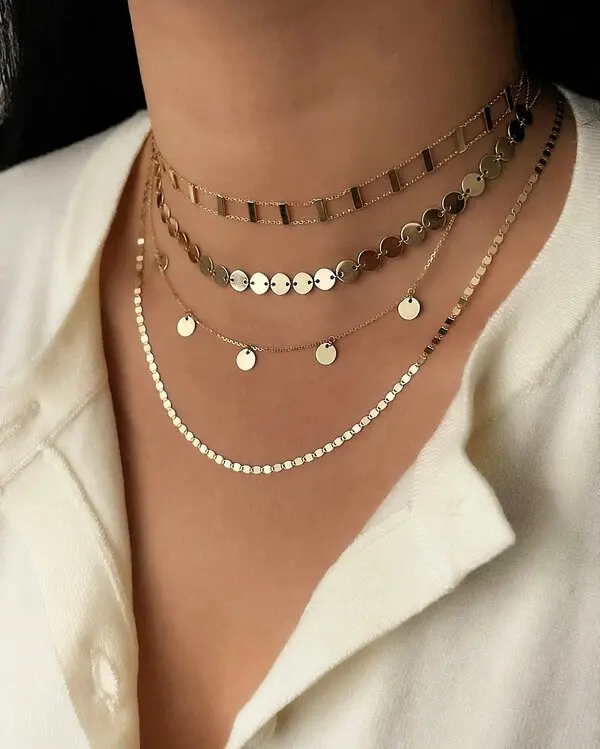 ZOE LEV 14k Disc Station Necklace