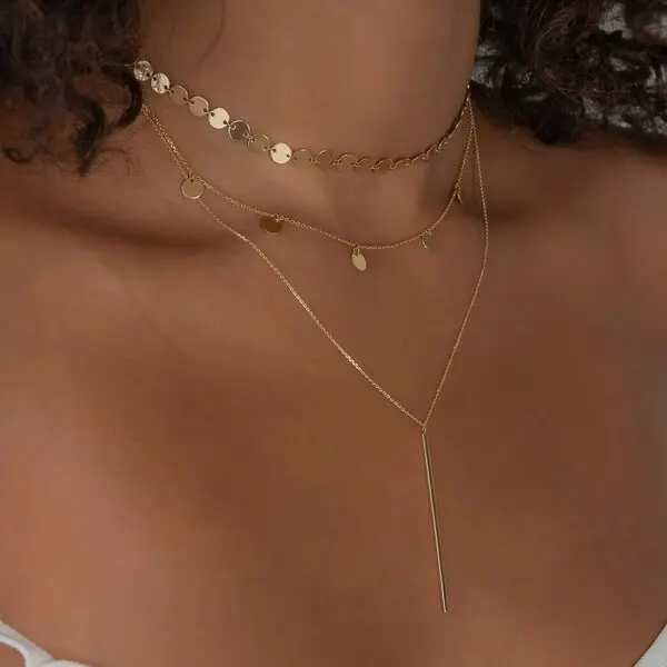ZOE LEV 14k Disc Station Necklace