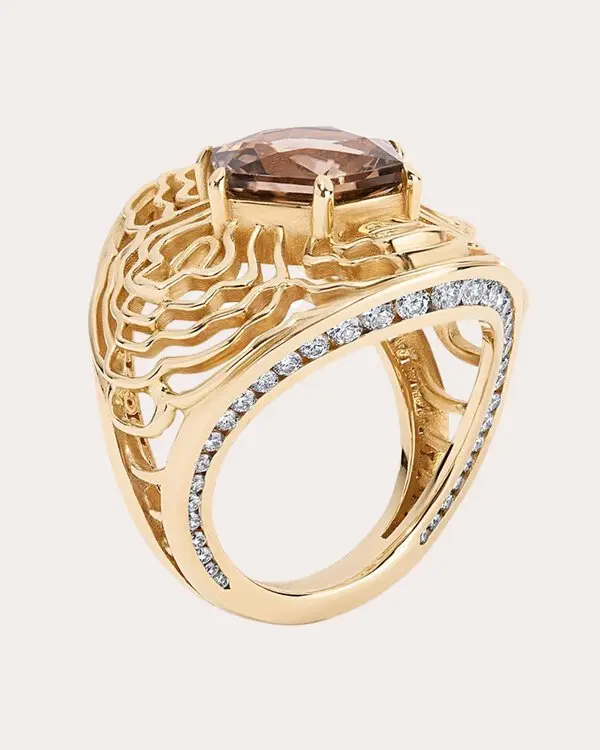 RUVEIL Diamond And Quartz 14k Ring