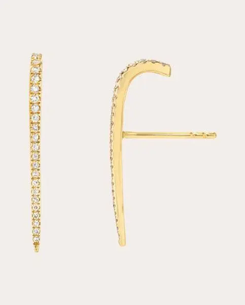 ZOE LEV Curved Bar 14k Diamond Stud Earrings - Gold