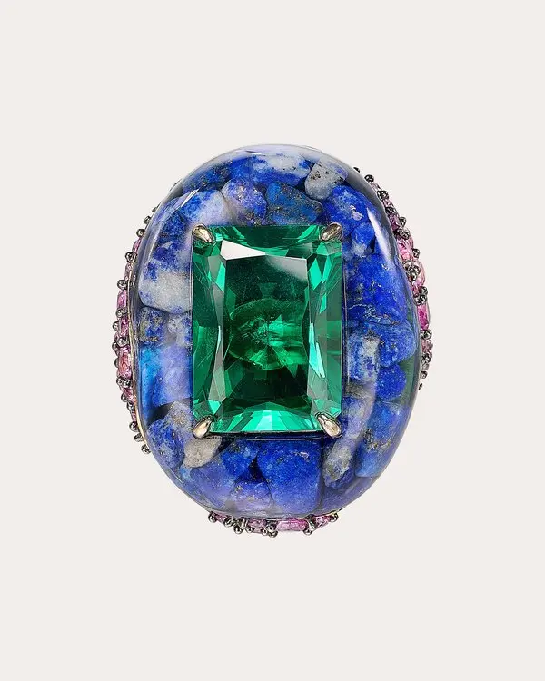 ANABELA CHAN Emerald & Regenerative Lapis Ring