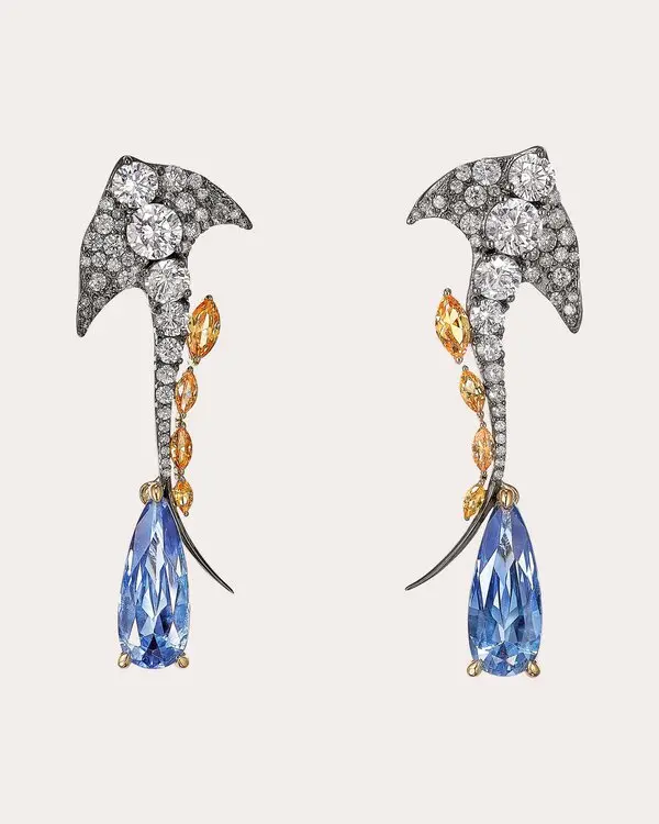 ANABELA CHAN Diamond & Spinel Aqua Ray Drop Earrings - Blue