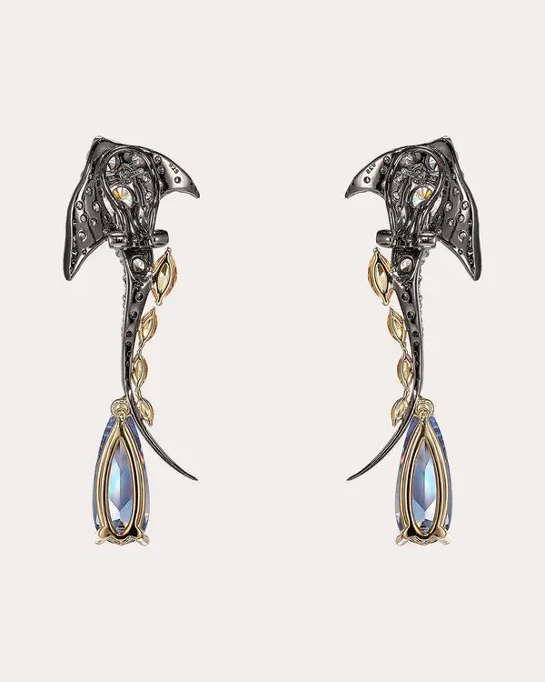 ANABELA CHAN Diamond & Spinel Aqua Ray Drop Earrings