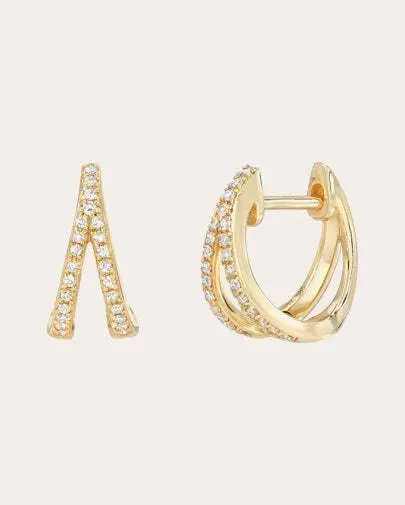 ZOE LEV Diamond And 14k Split Hoop Earrings