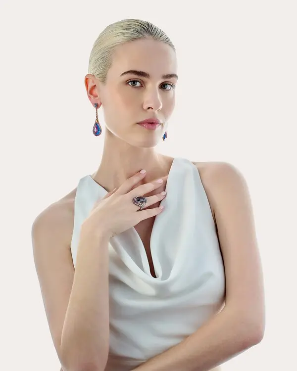 ANABELA CHAN Sapphire And Spirulina Fruit Gem Sunset Elixir Drop Earrings