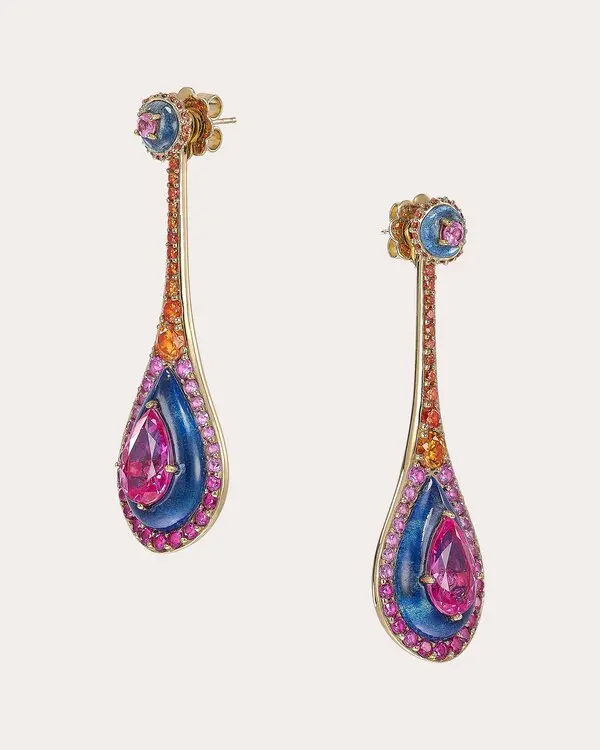 ANABELA CHAN Sapphire And Spirulina Fruit Gem Sunset Elixir Drop Earrings
