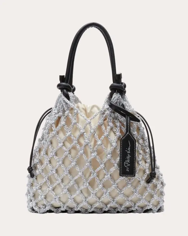 3.1 Phillip Lim Mini Metallic Macramé Tote - Silver