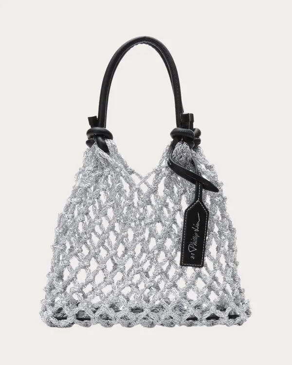3.1 Phillip Lim Mini Metallic Macramé Tote - Silver
