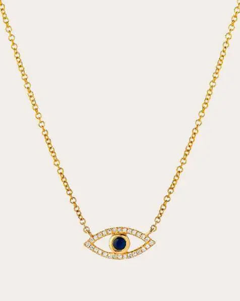 ZOE LEV Evil Eye Diamond And Sapphire Pendant Necklace - Gold