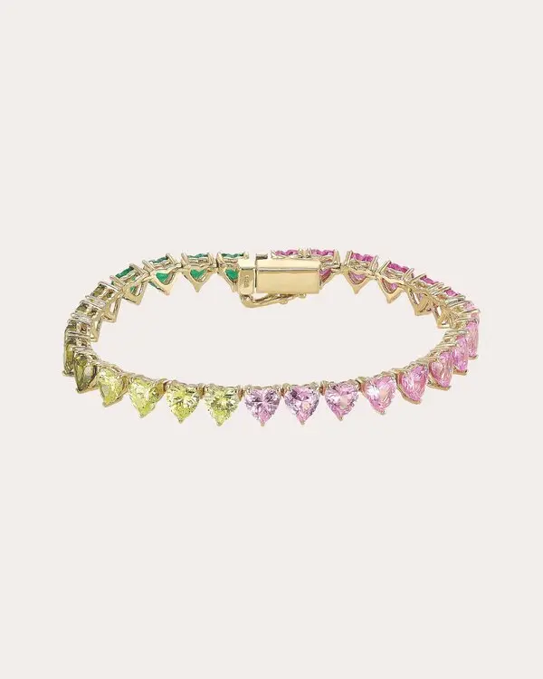 ANABELA CHAN Pink Sapphire And Green Tourmaline Eternity Heart Bracelet - Multi