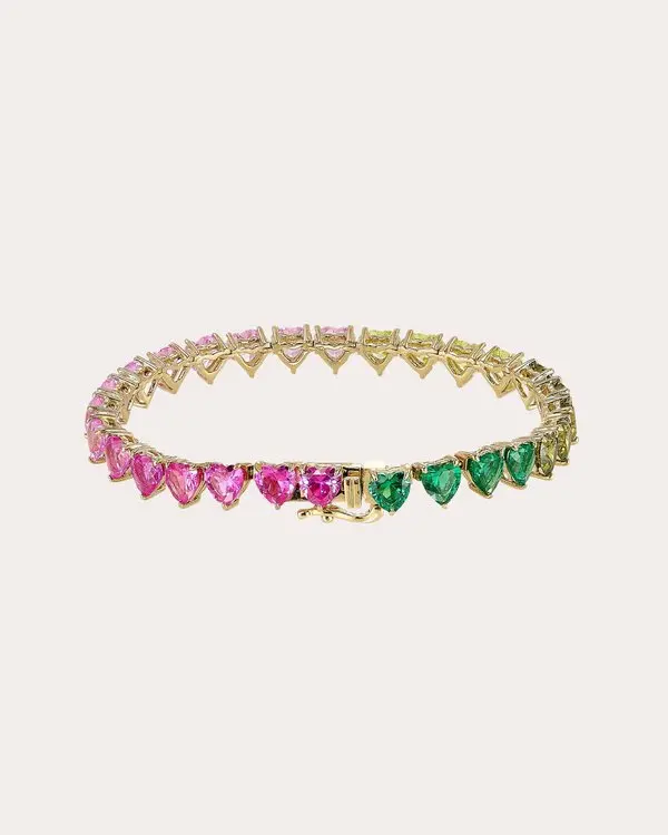 ANABELA CHAN Pink Sapphire And Green Tourmaline Eternity Heart Bracelet - Multi