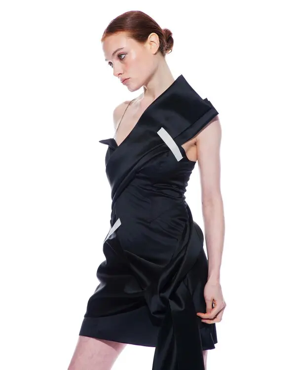 BYVARGA Janet Satin Draped Mini Dress
