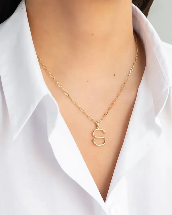 ZOE LEV 14k Gold Large Nail Initial Pendant Necklace