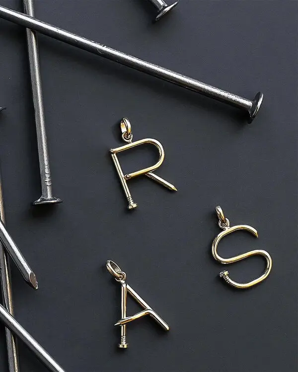 ZOE LEV 14k Gold Large Nail Initial Pendant Necklace