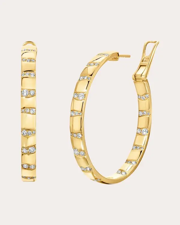 GRAZIELA Diamond And 18k Hoop Earrings - Gold