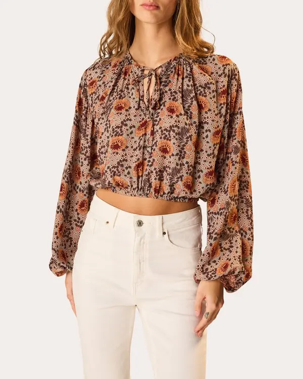Natalie Martin Amelia Floral Tie-neck Crop Top - Multicolor