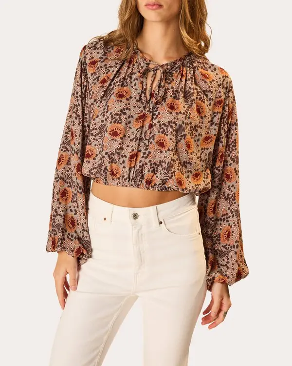 Natalie Martin Amelia Floral Tie-neck Crop Top - Multicolor