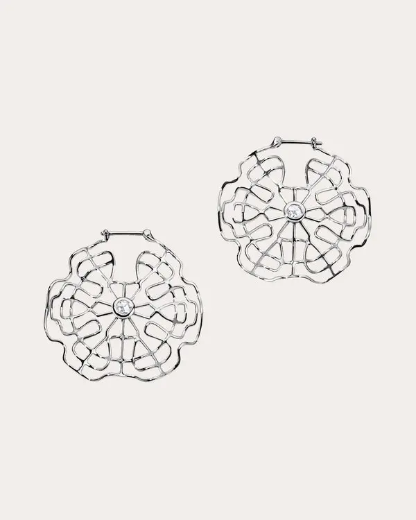 RUVEIL Diamond Schumann Harmonics Hoop Earrings - Silver
