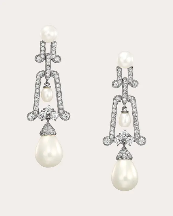 ANABELA CHAN Diamond And Pearl Drop Earrings - Silver