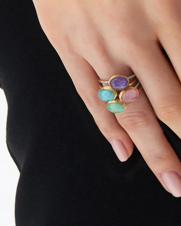 NANIS ITALIAN JEWELS Amazonite & Diamond 18k Gold Ring