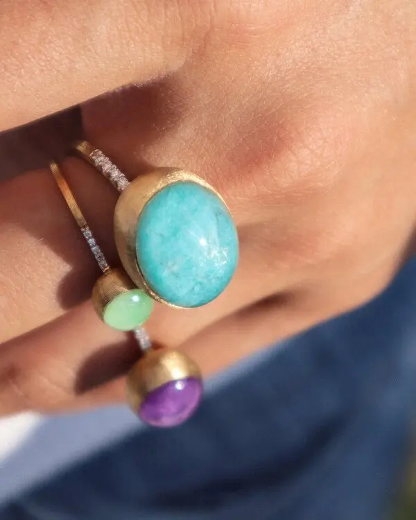 NANIS ITALIAN JEWELS Amazonite & Diamond 18k Gold Ring