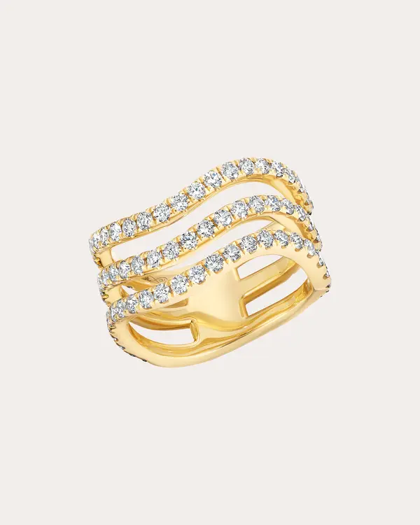 GRAZIELA Diamond And 18k Rio Triple Band Ring - Gold