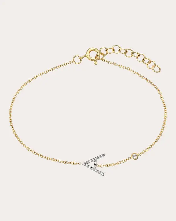 ZOE LEV 14k Diamond Initial Charm Bracelet - Gold