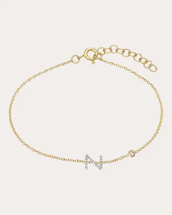 ZOE LEV Diamond And 14k Initial Charm Bracelet - Gold